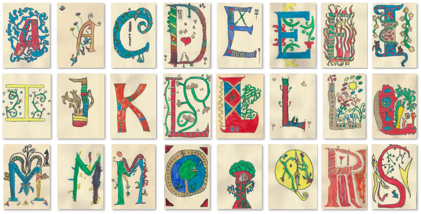 Lettrines décorées dans le cadre de "P'tites mains" - Ville de Belfort